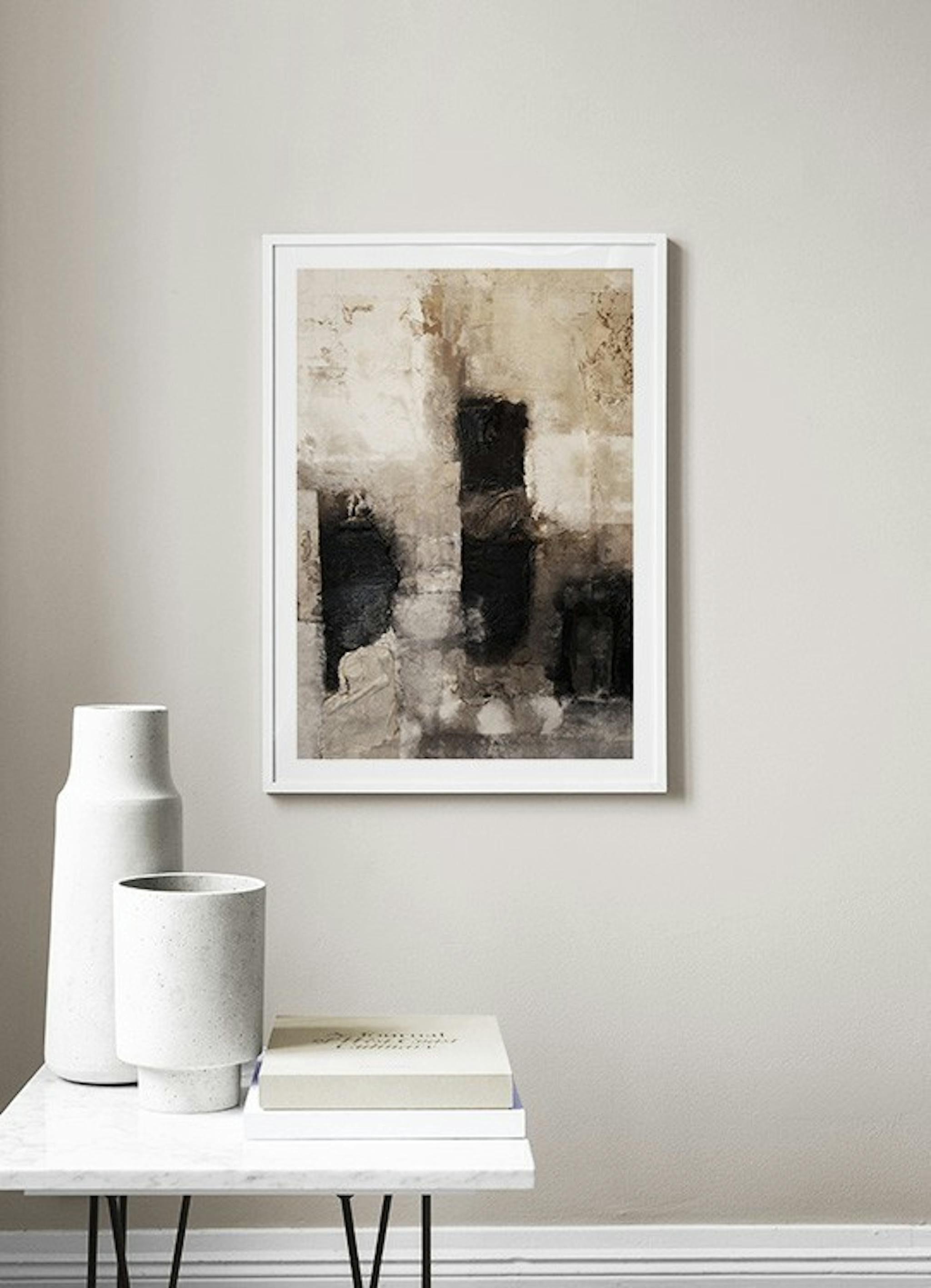 Beige Art Poster - Abstract beige and black - desenio.com