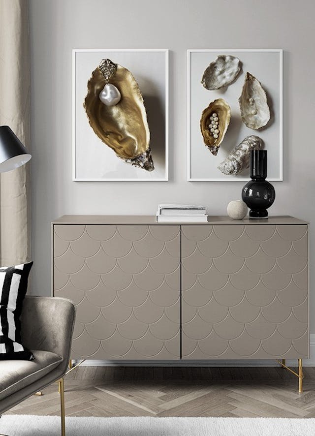 Golden Seashell Poster - Golden shell - desenio.com