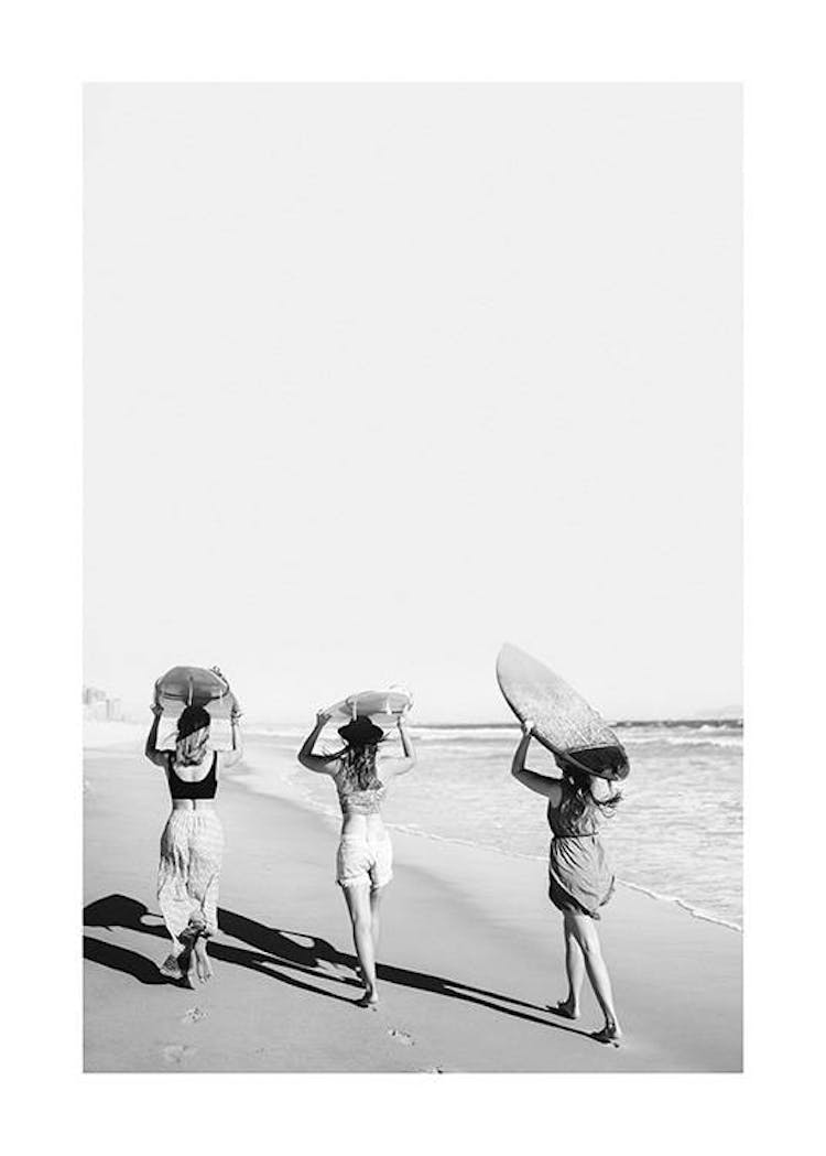 Surfboards BW Affiche - Planches de surf et palmiers - desenio.fr