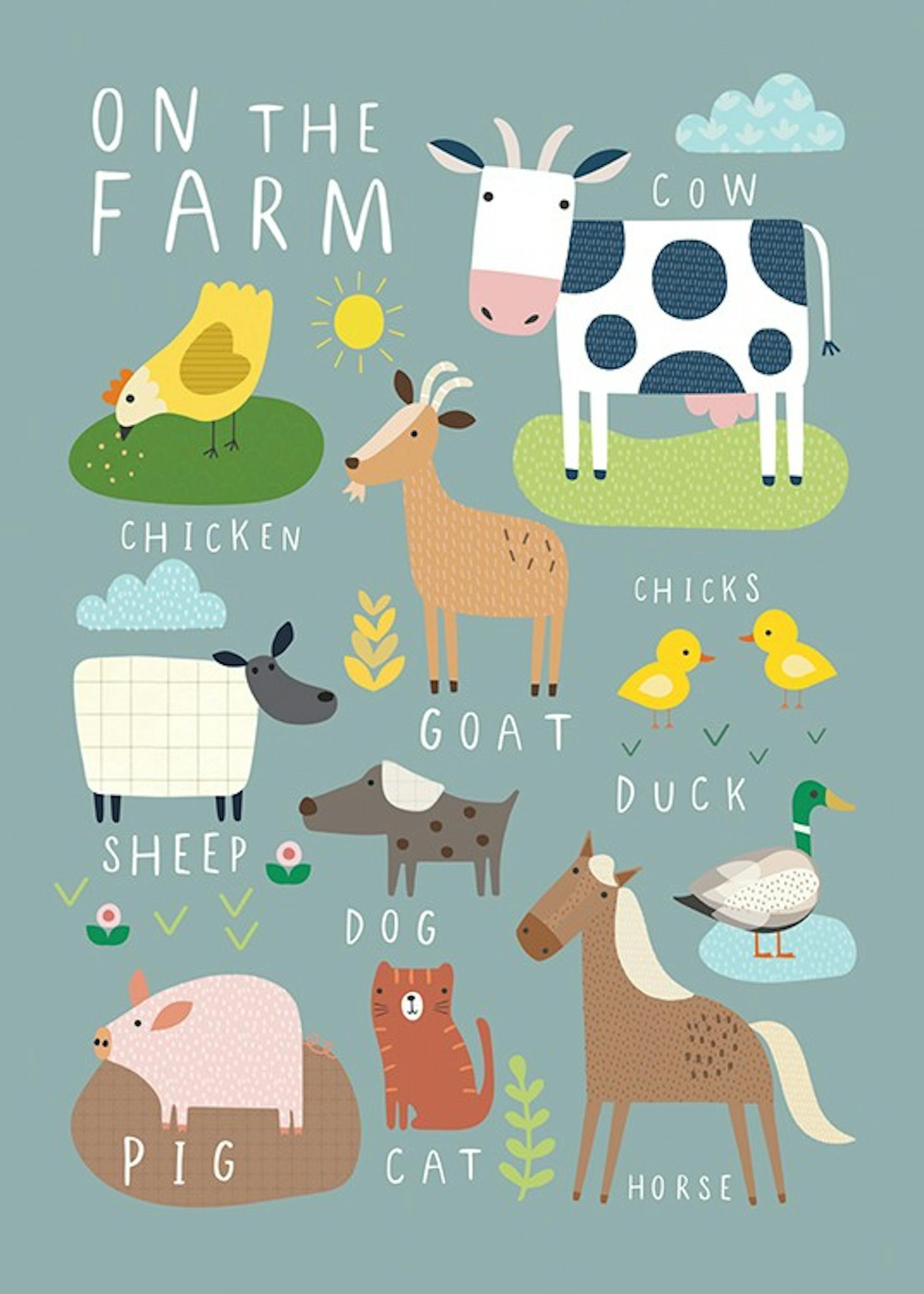 On The Farm Poster - Animais da quinta - desenio.pt