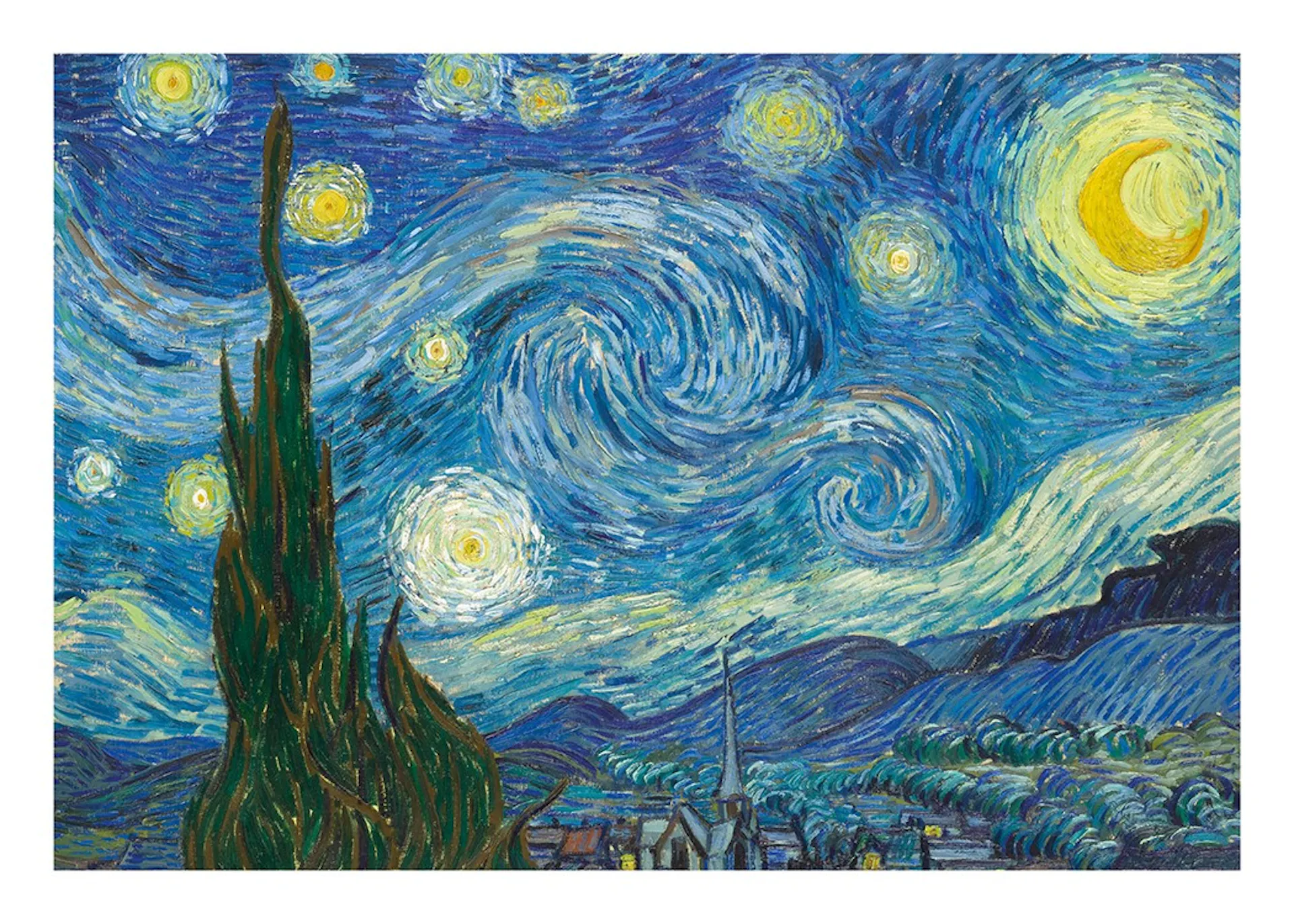 Van Gogh - The Starry Night Landscape Affiche - Étoiles dans la nuit ...