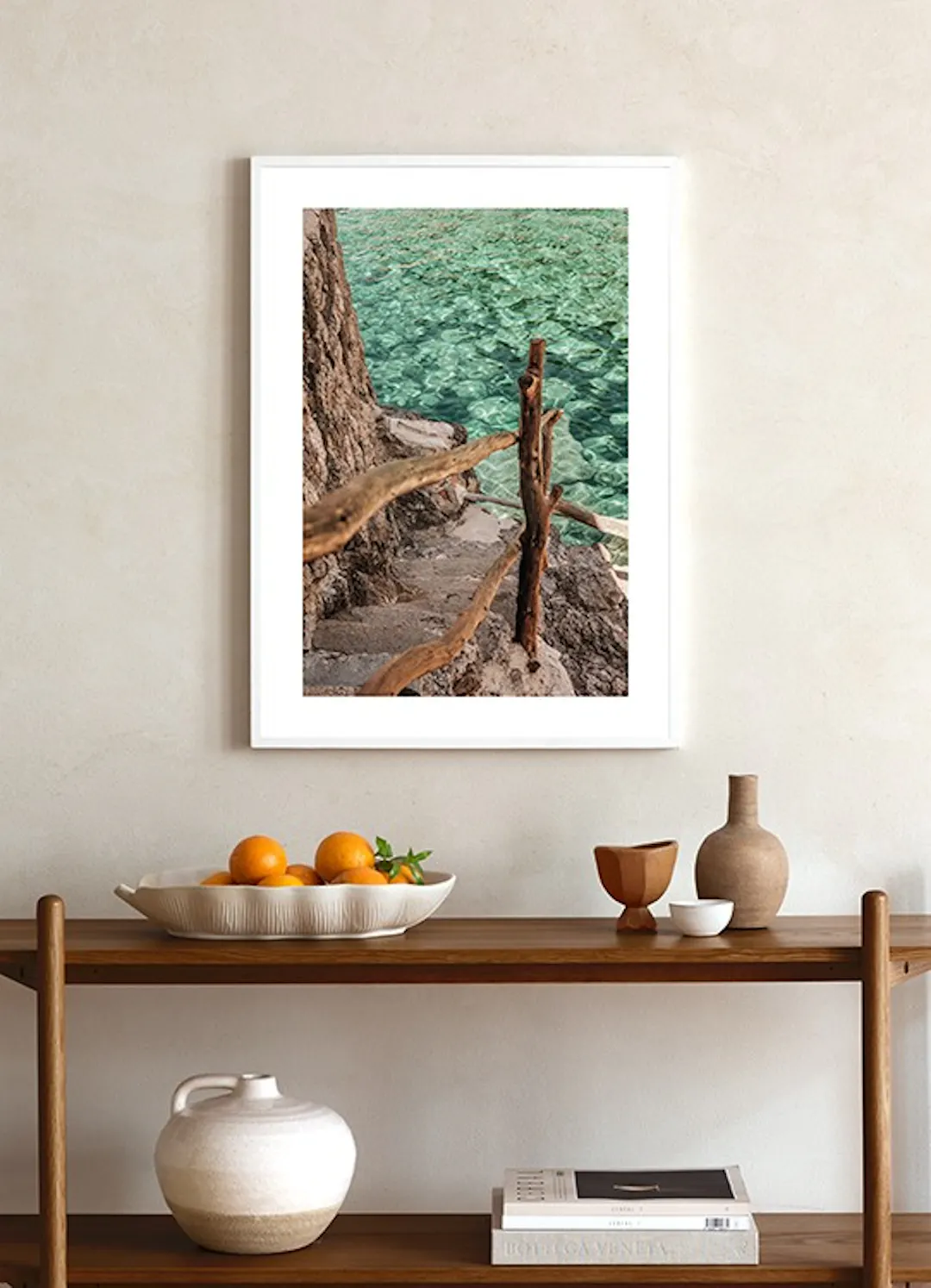 Taking A Dip Poster - Mediterranean ocean - desenio.com