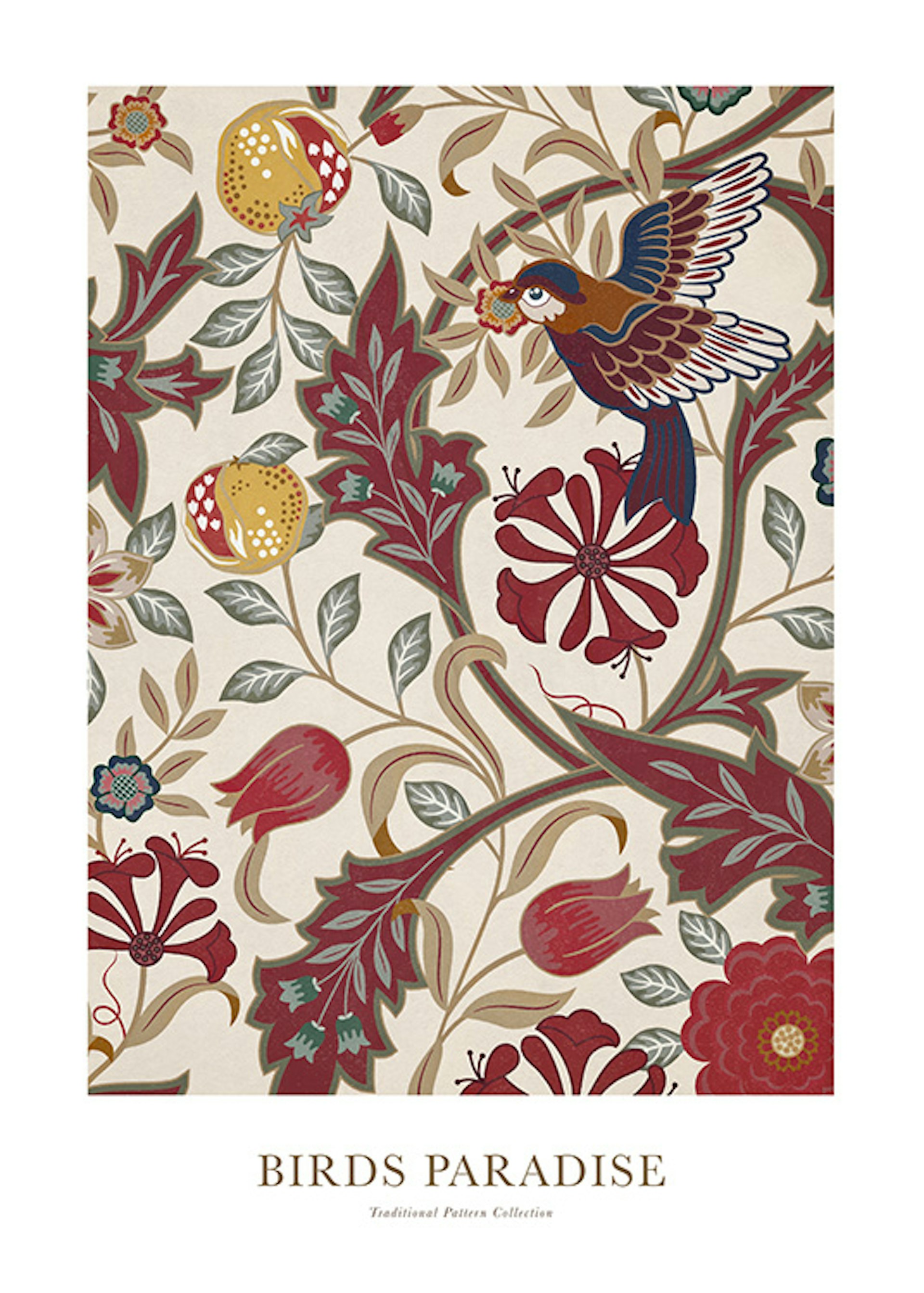 Vintage Blue Peacock Juliste