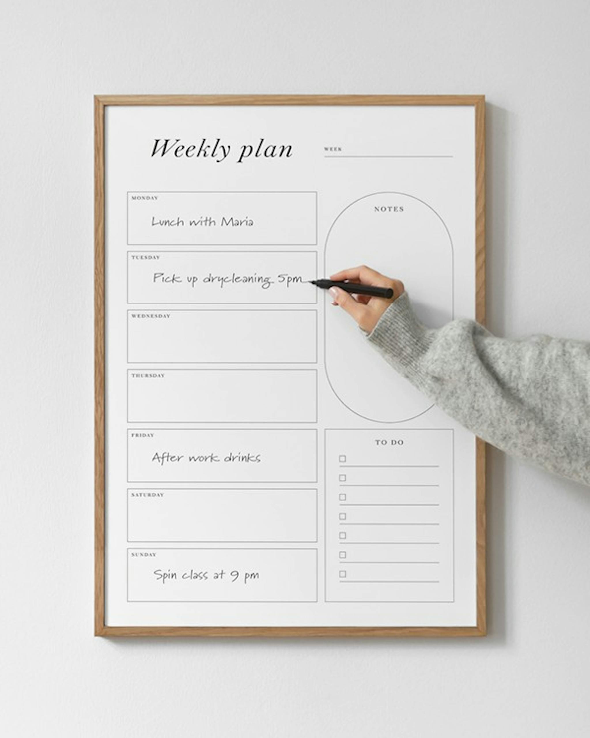 Weekly Planner Poster - White weekly planner - desenio.co.uk