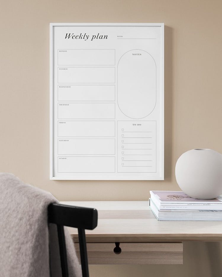 Weekly Planner Plakat - Hvid ugentlig Planning Posters - desenio.dk