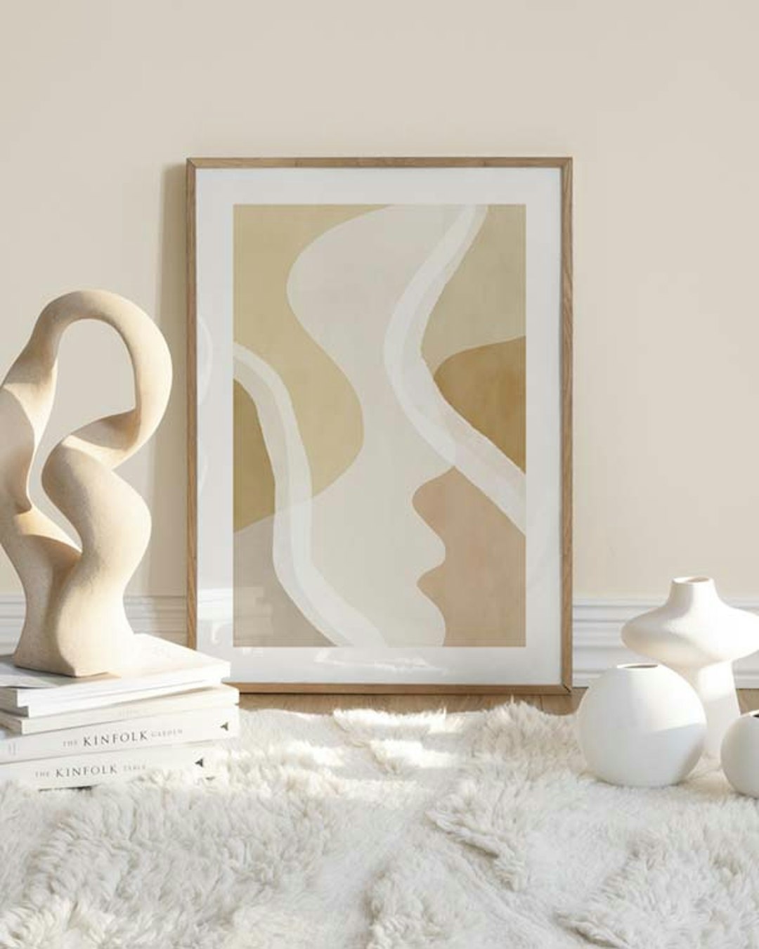 Abstract Yellow Shapes No1 Poster - Abstracte vormen in beige - desenio.nl