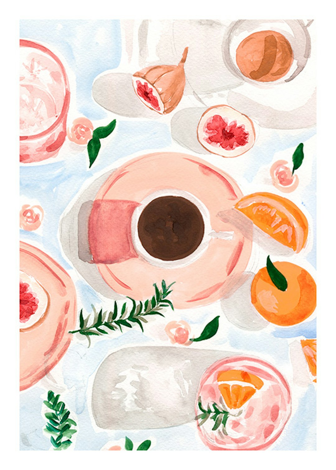Still Life with Coffee Poster - Coffee and fruit painting - desenio.com