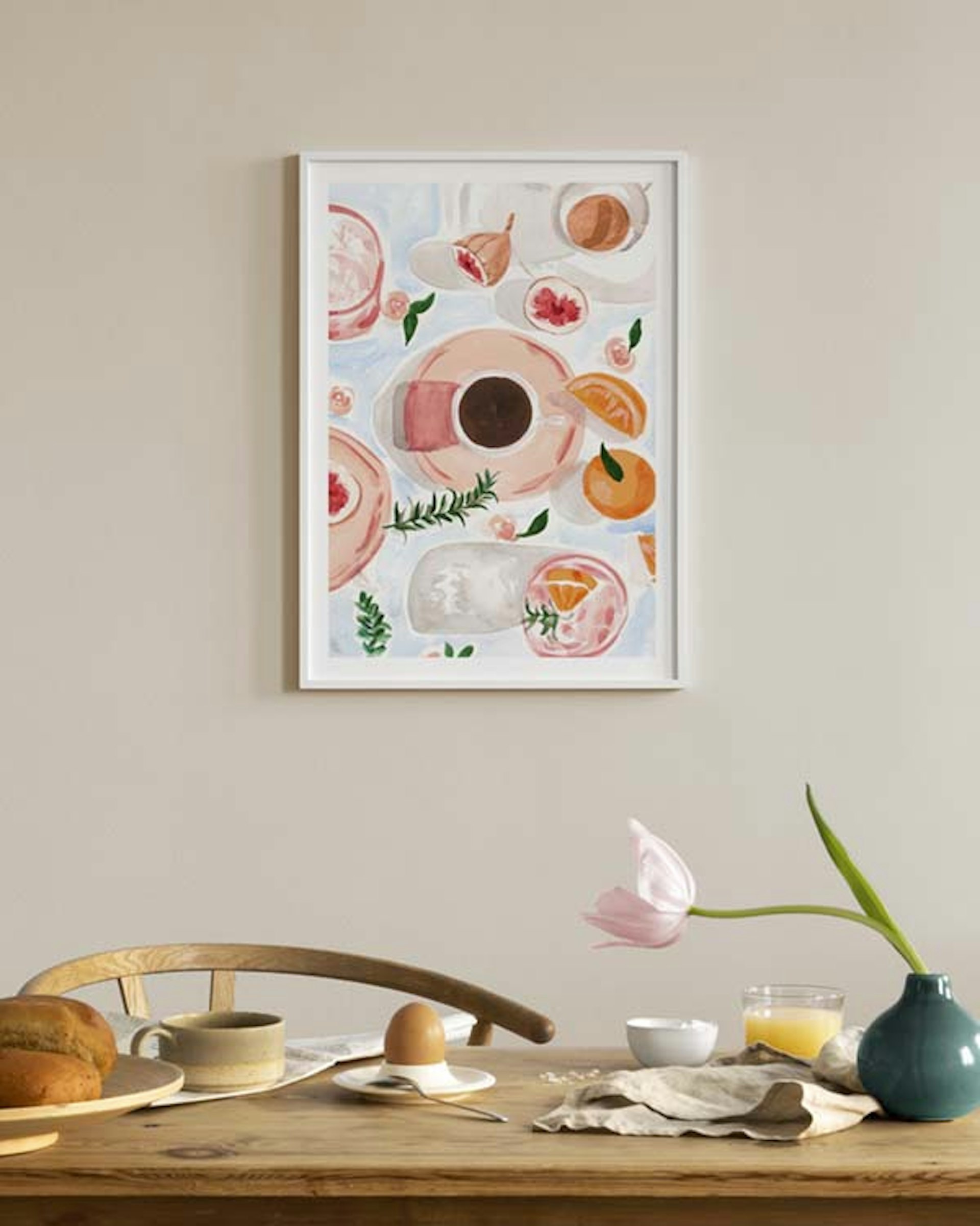 Still Life with Coffee Poster - Coffee and fruit painting - desenio.com
