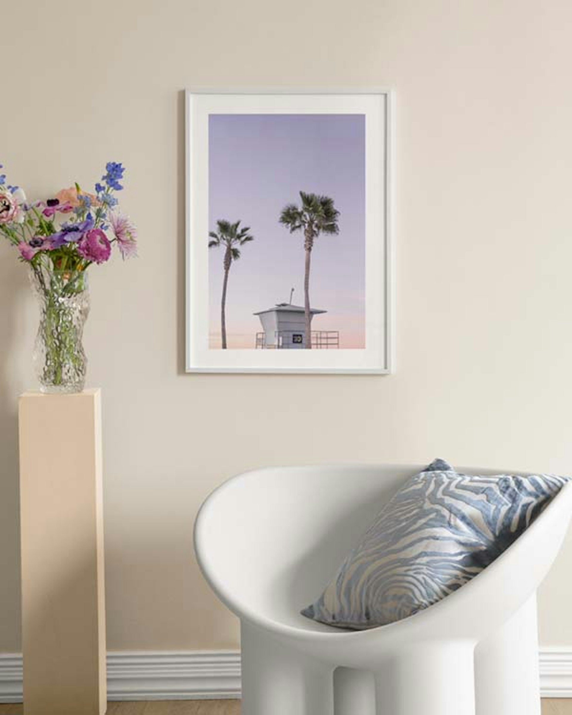 Purple Beach House Poster - Paarse tropische lucht - desenio.be