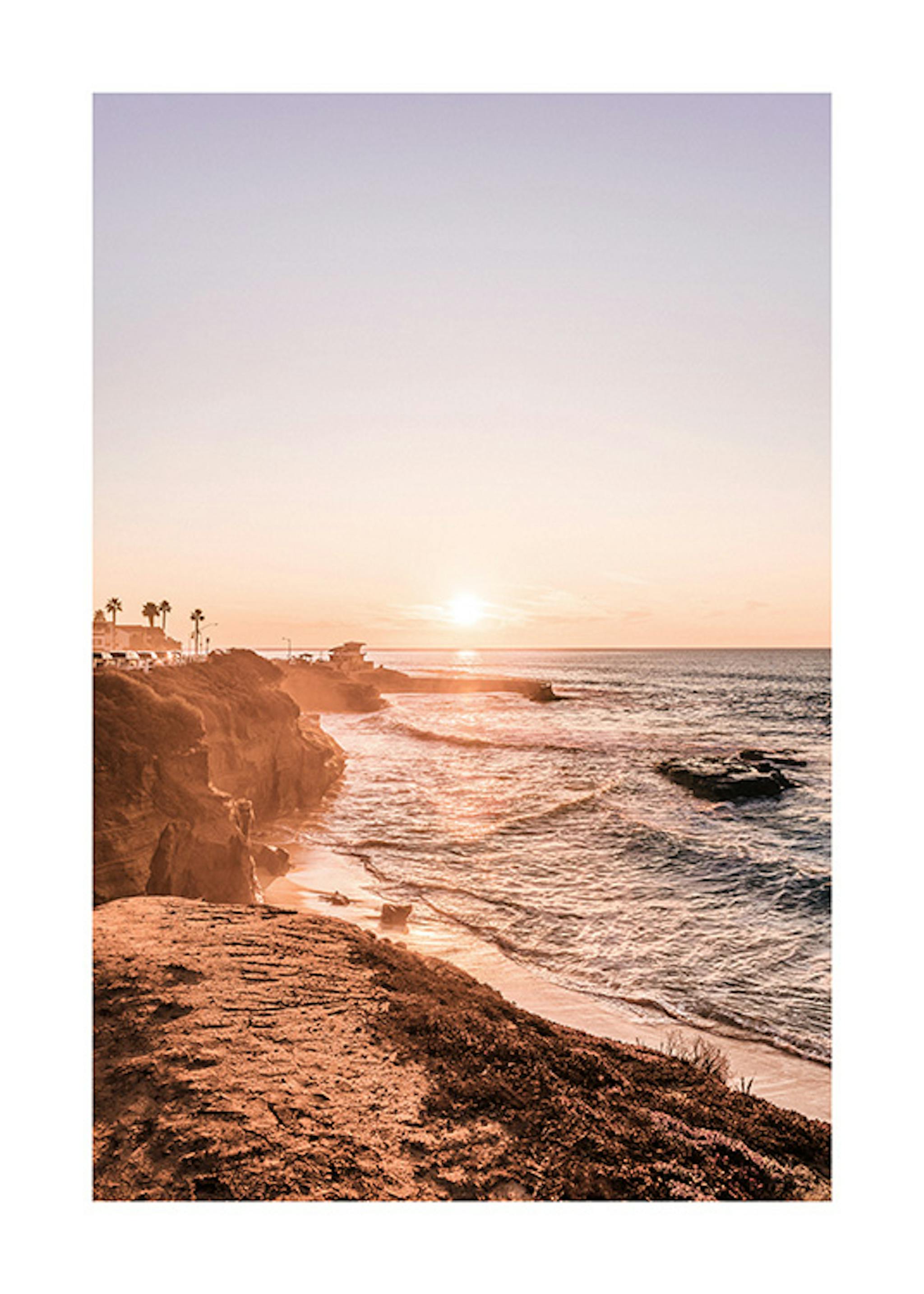 California Laguna Beach Poster - Sunset palm road - desenio.com