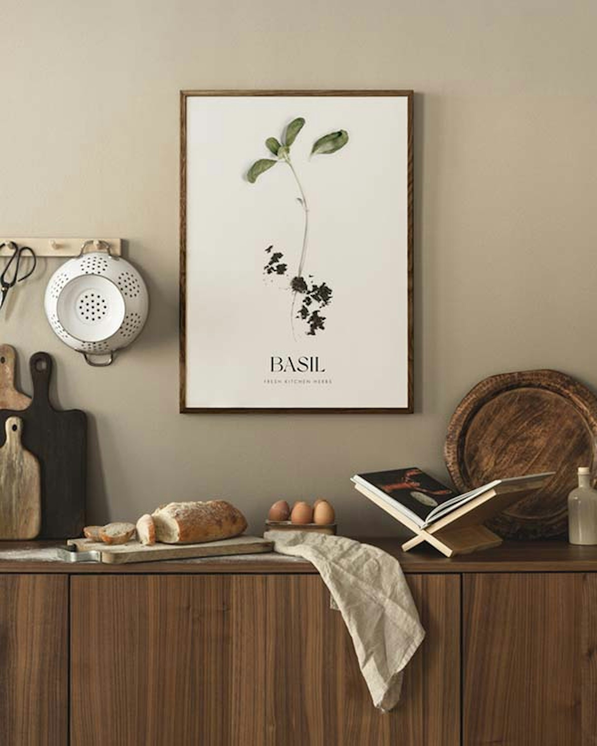 Basil Poster - Basilikum Fotografie auf Grau - desenio.de