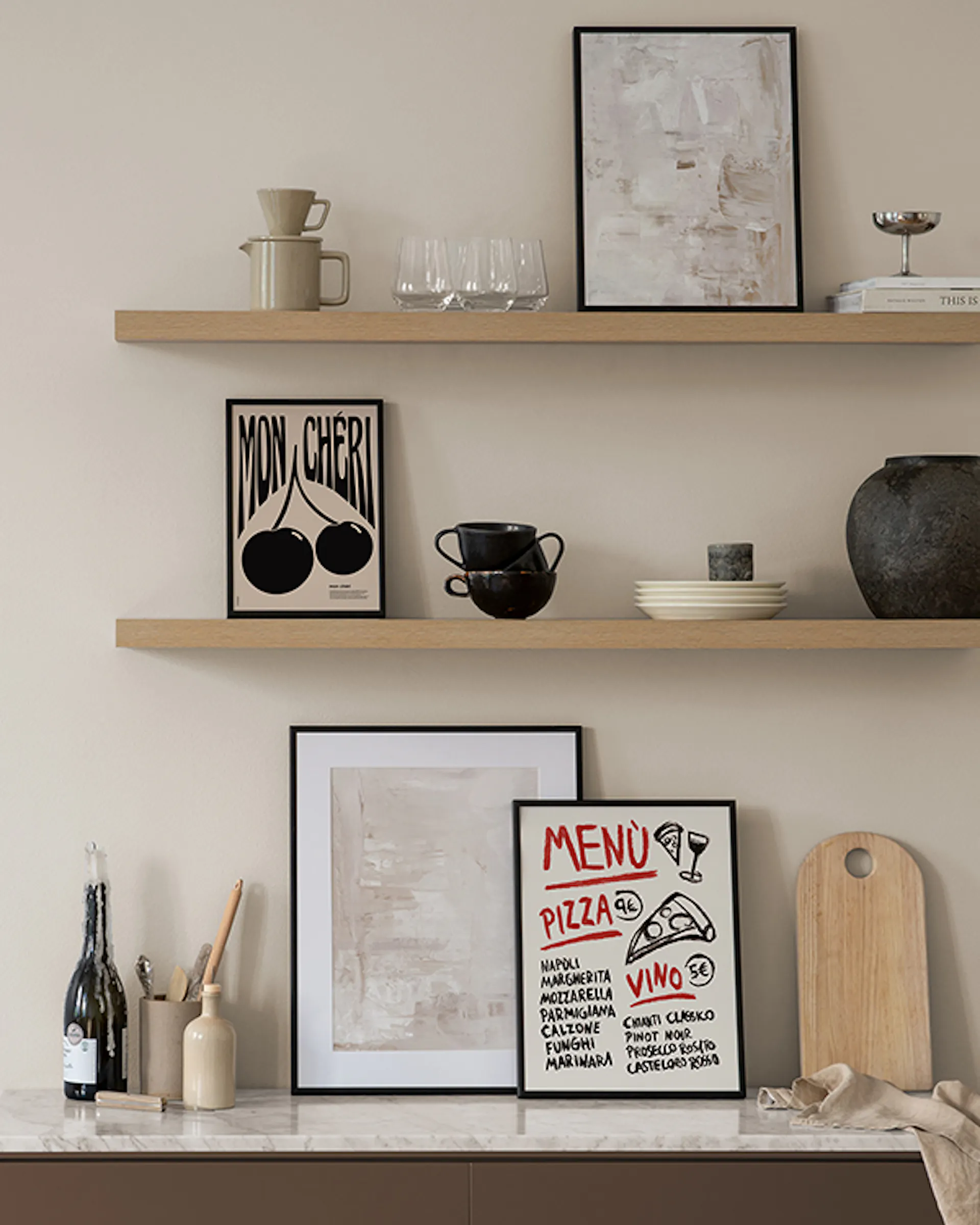 Artsy Kitchen gallery wall