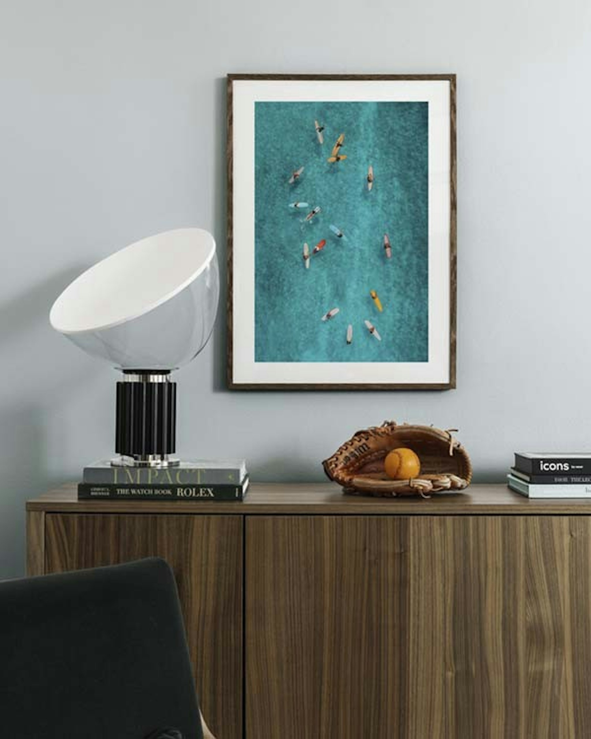 Floating on Surfboard Poster