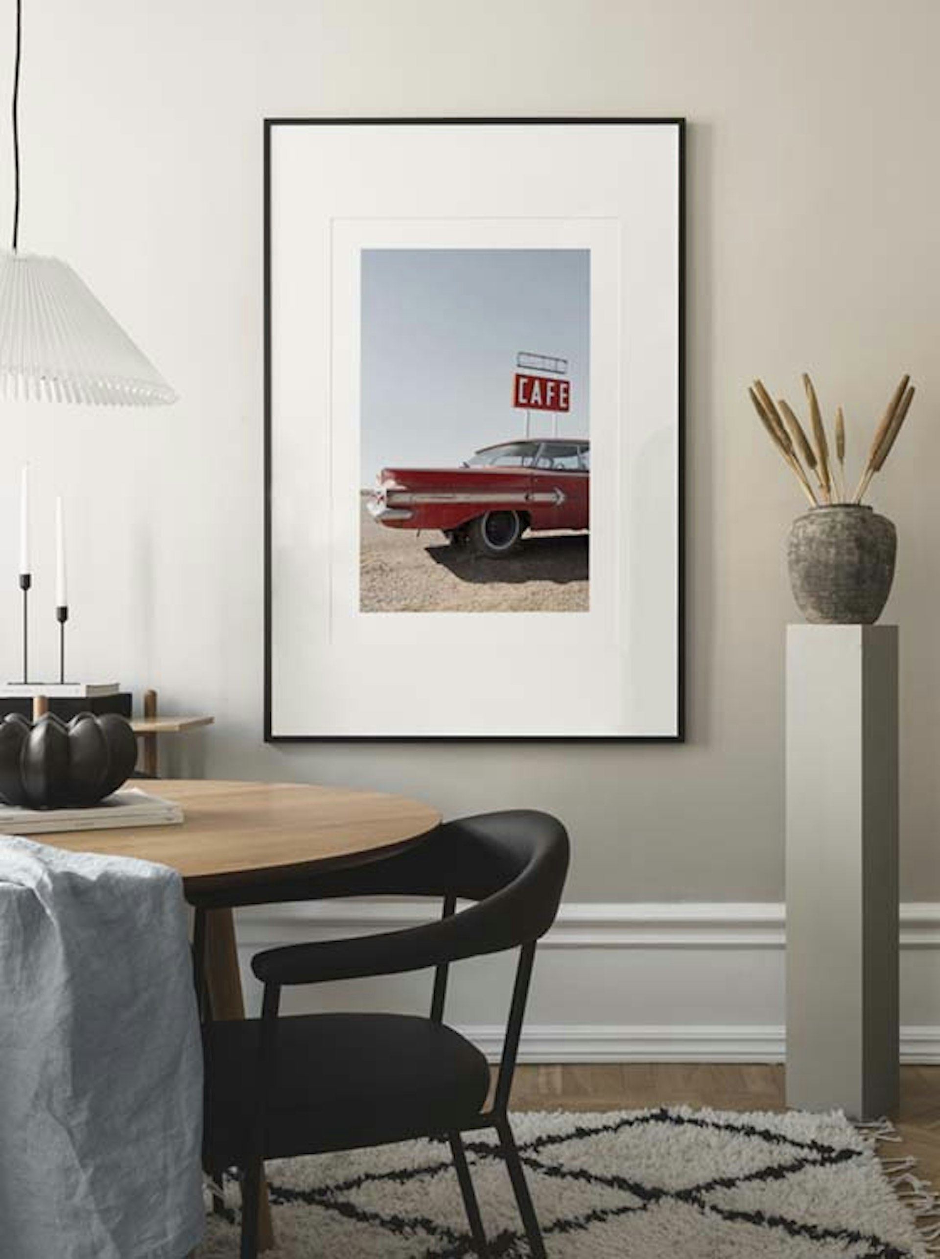 Red Classic Car Poster