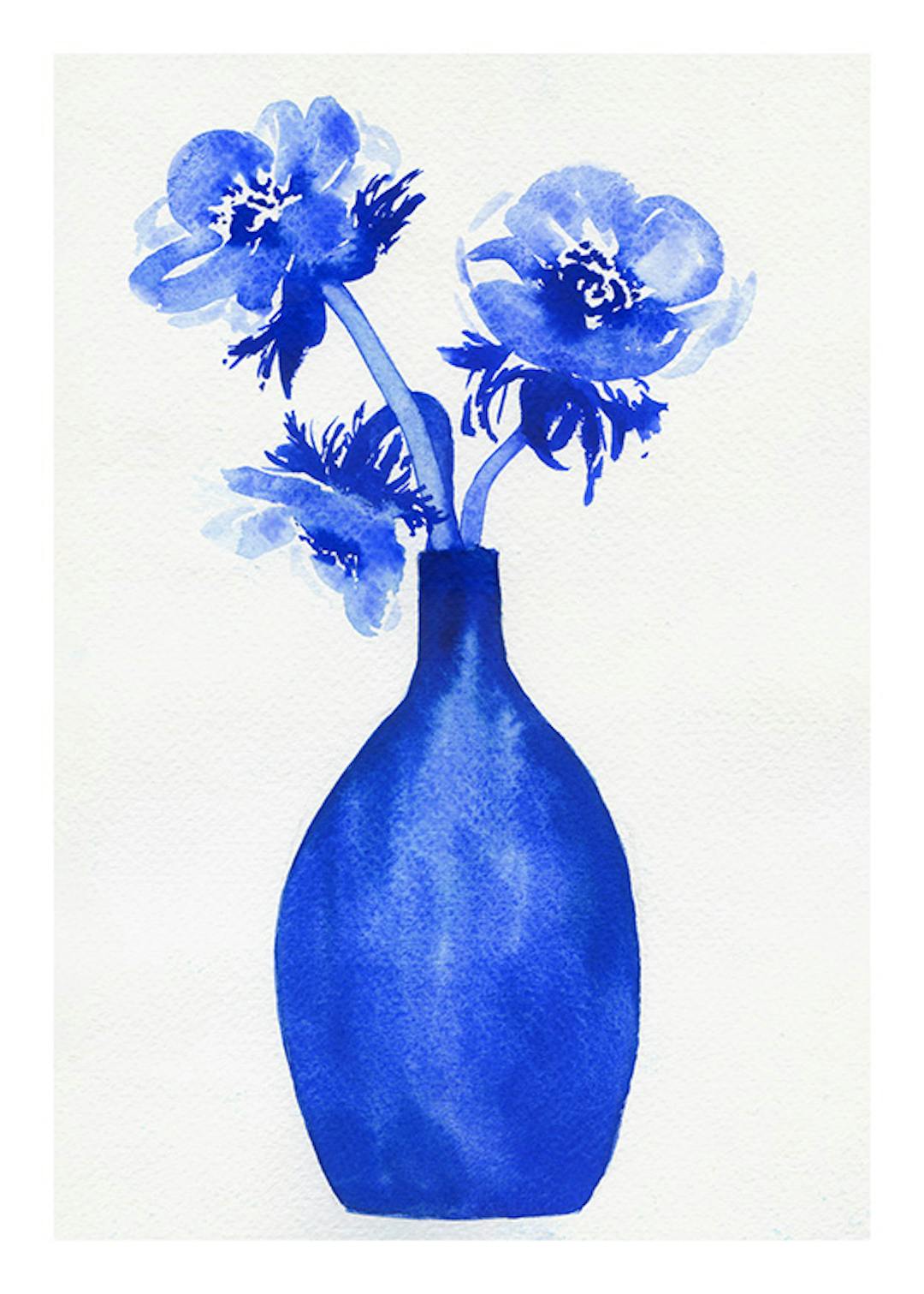 Three Blue Flowers Print