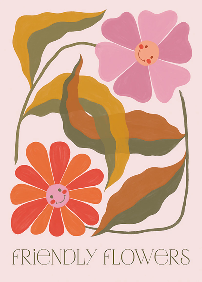 Friendly Flowers Poster Affiche