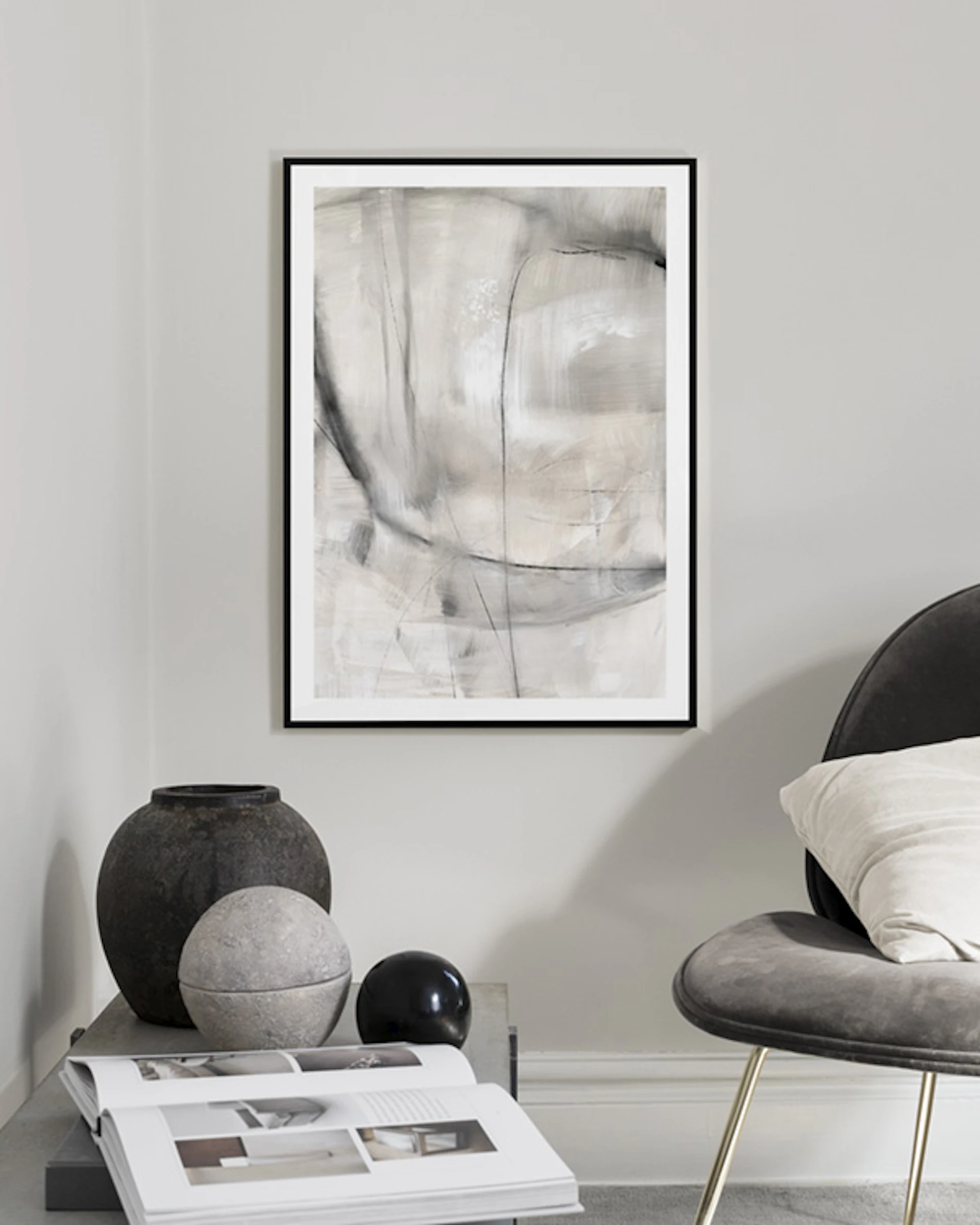 Abstract Greyscale No1 Poster