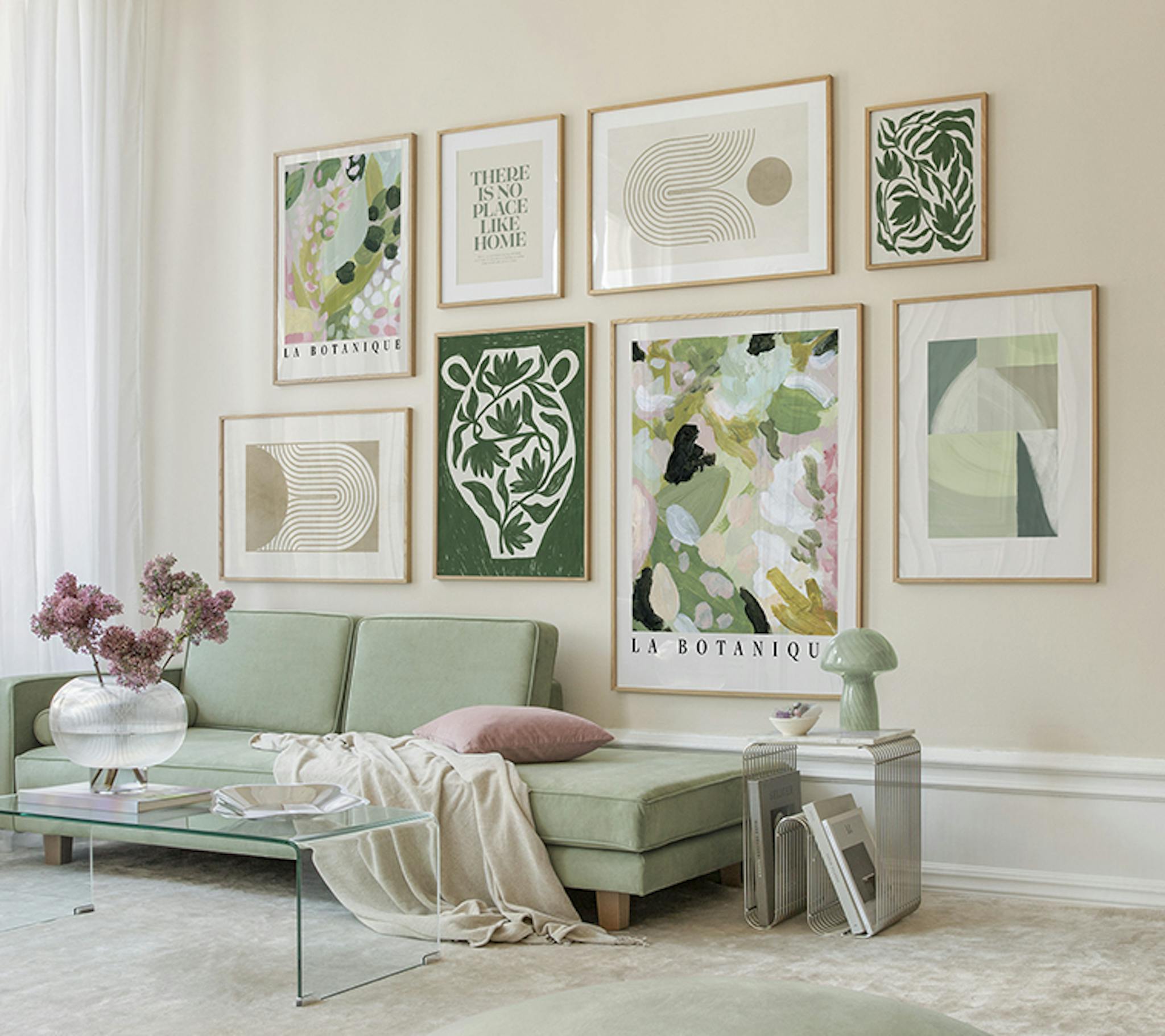 Green Botanical on Linen Poster