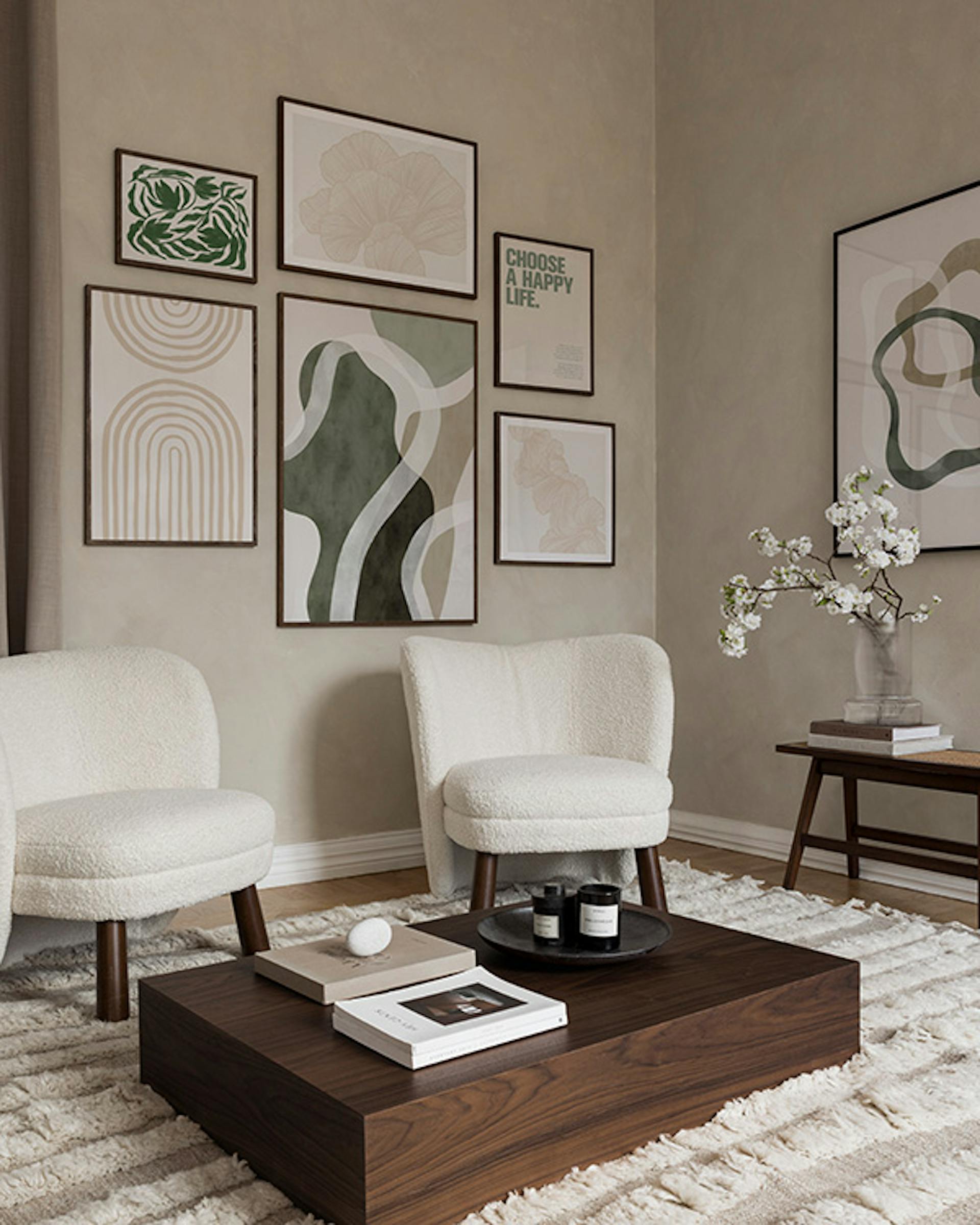 Green Botanical on Linen Poster