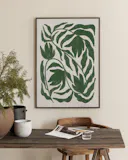 Green Botanical on Linen Poster