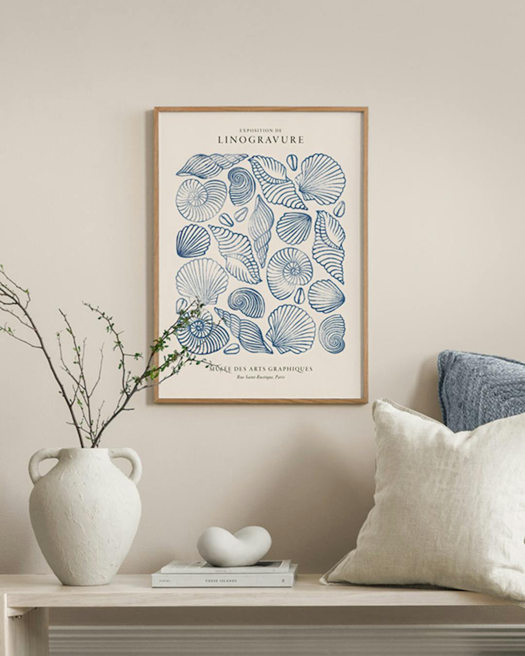 Linocut Seashells Poster