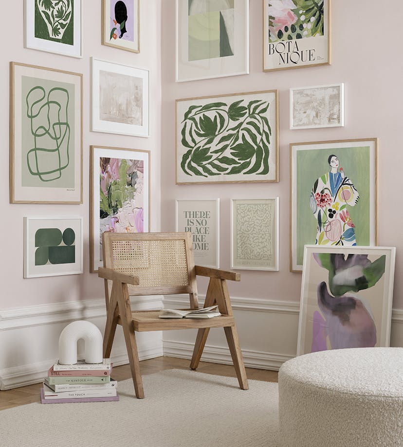 Green Botanical on Linen Poster