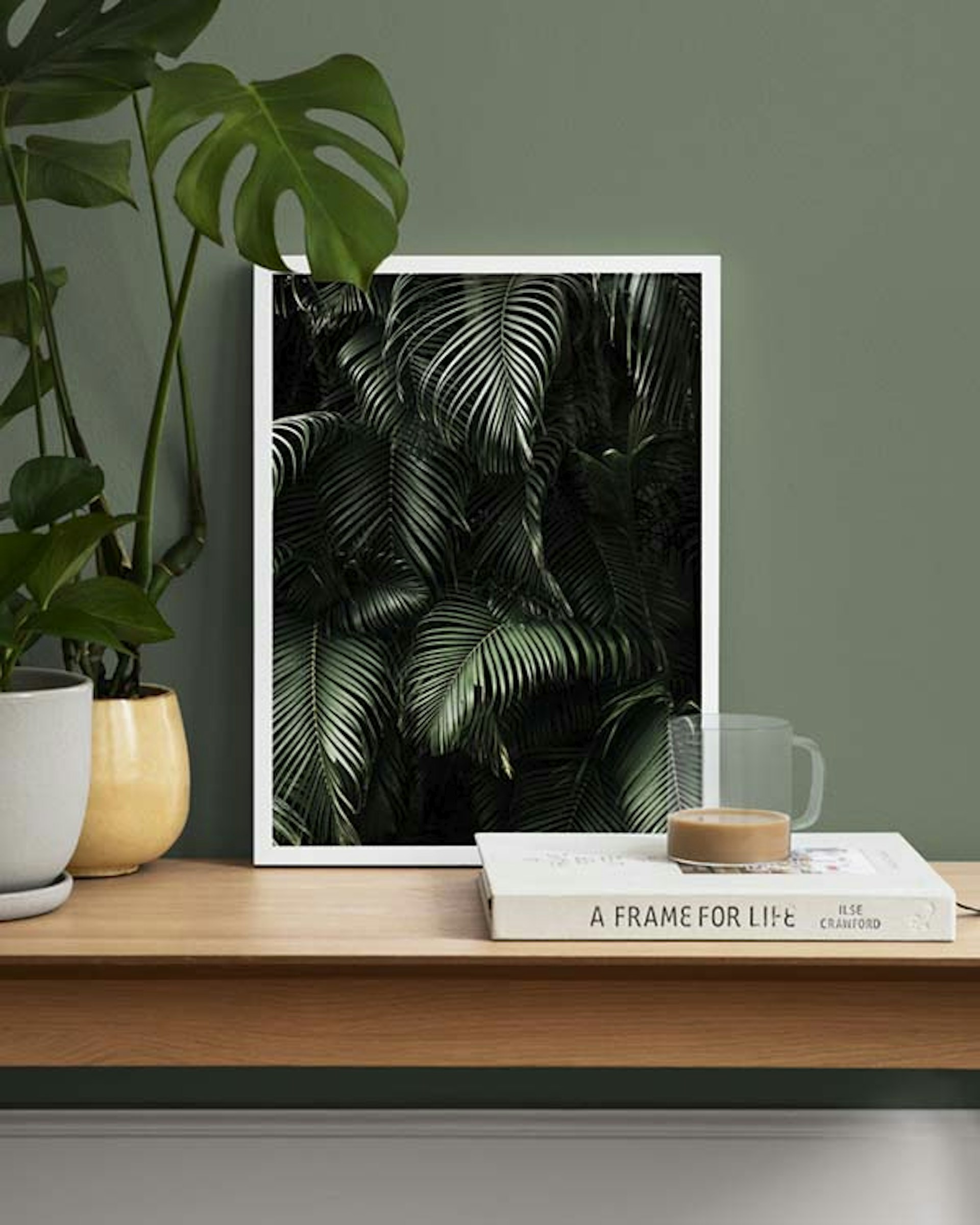 Dark Green Palm Leaves No2 Poster