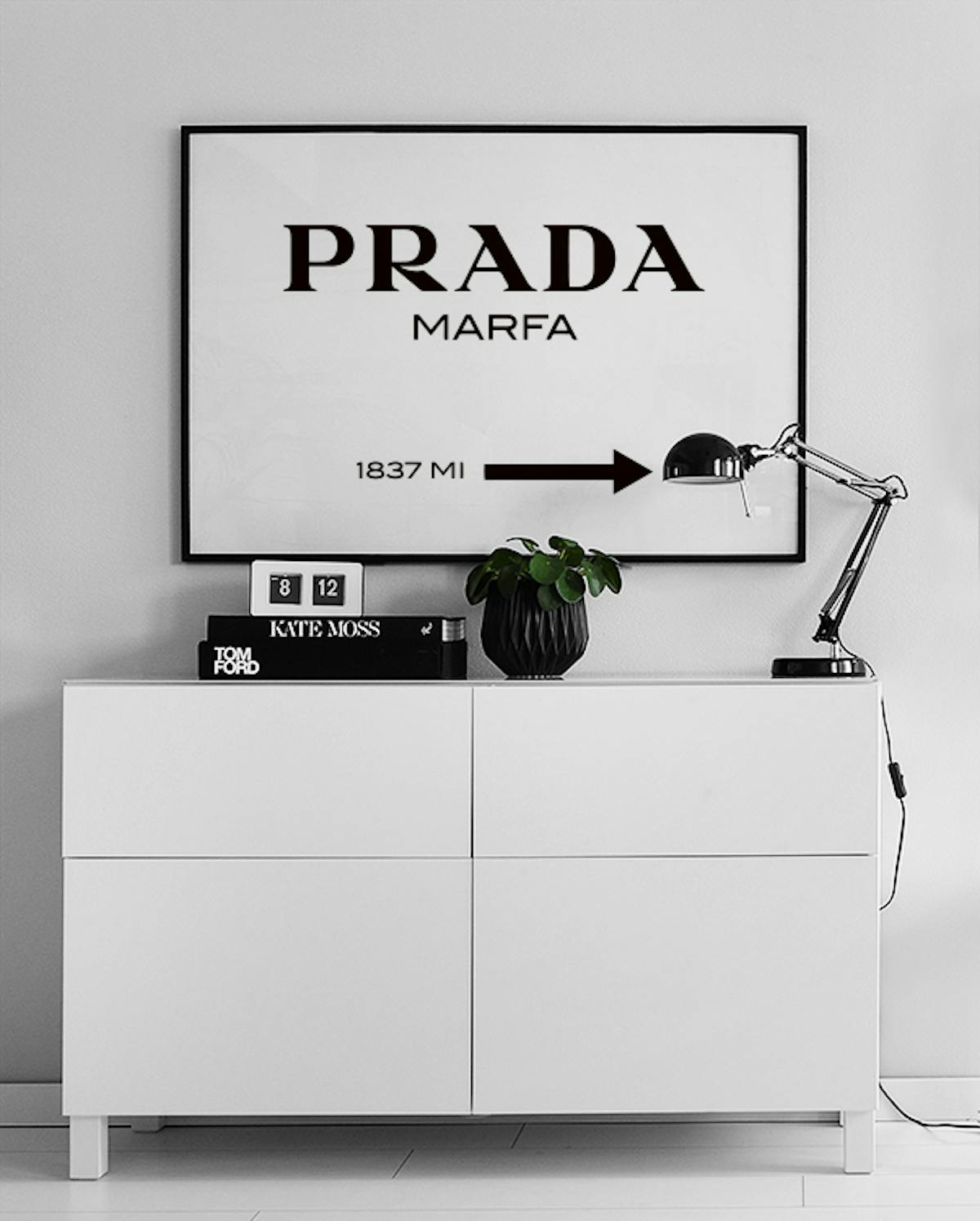 Poster Prada Marfa bord in zwart-wit. Gossip girl fashion poster en ...