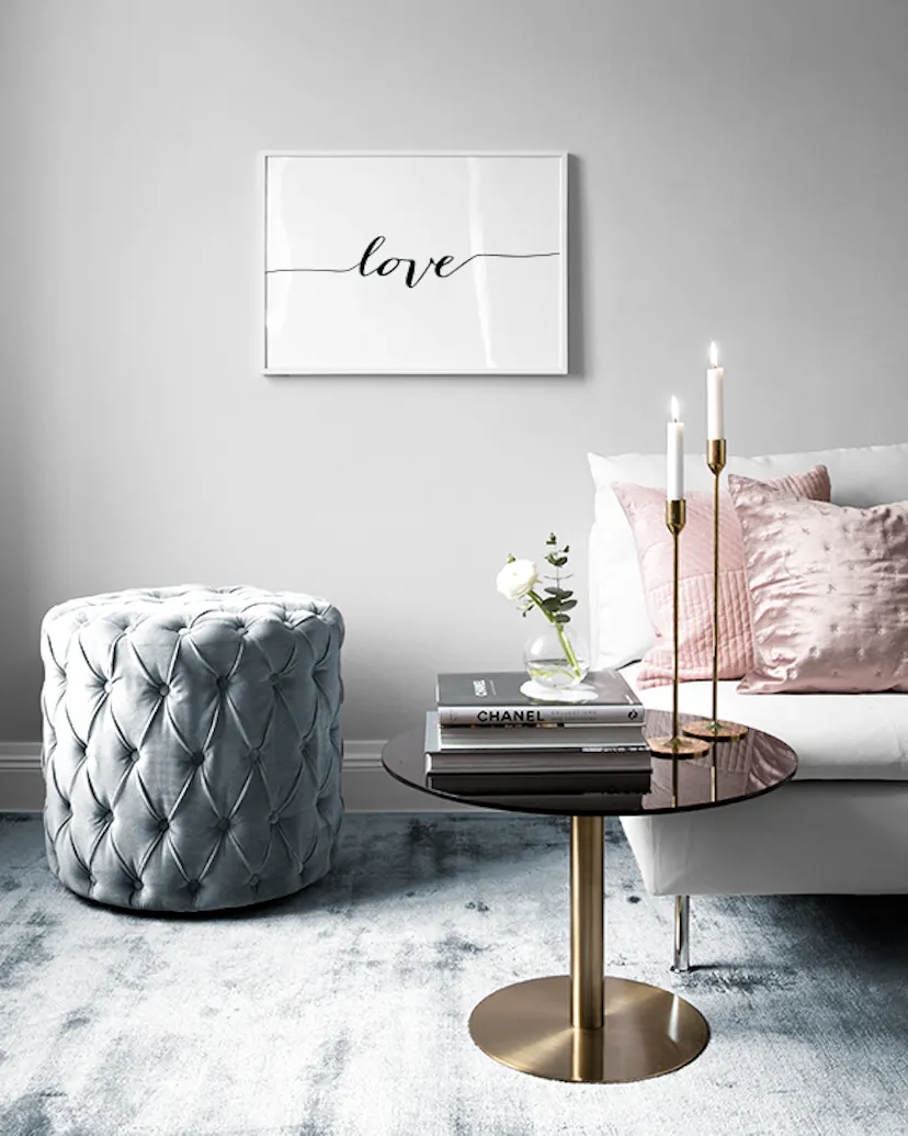 poster with text Love in cursive, black and white poster