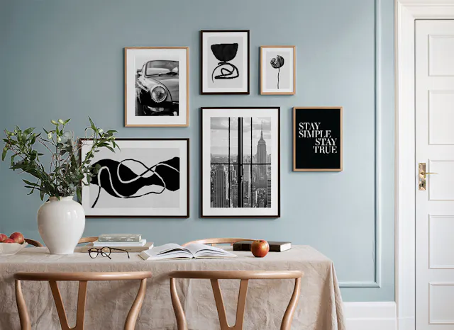 Monochrome Mix gallery wall - Black and white mix for kitchen - desenio.com