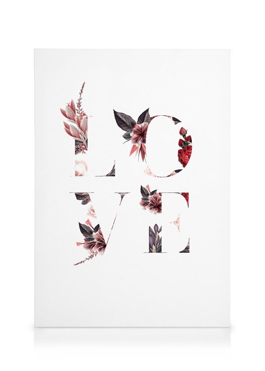 Floral Love Canvas print - Tekstschilderij met het woord Love - desenio.be