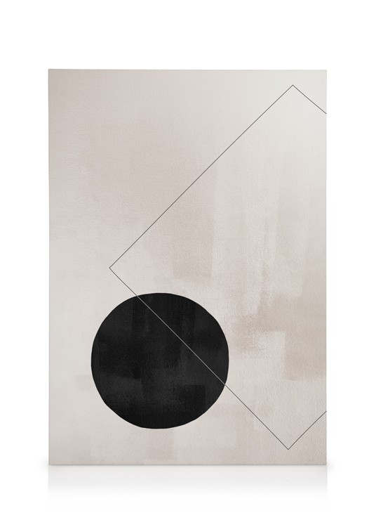 Berlin Squares No2 Lærred - Sort cirkel og firkant - desenio.dk