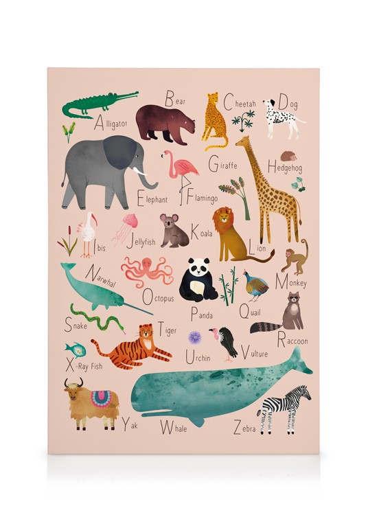 Alphabet Animals 1 Tableau sur toile - Animaux de l’alphabet - desenio.fr