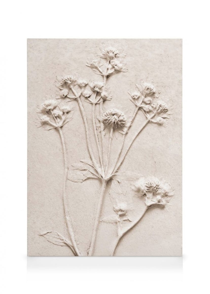 Relief Flowers No1 Canvas - Beige flowers - desenio.co.uk