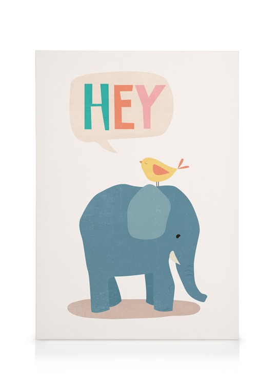 Bird and Elephant Tableau sur toile - Éléphant bleu - Desenio.ca