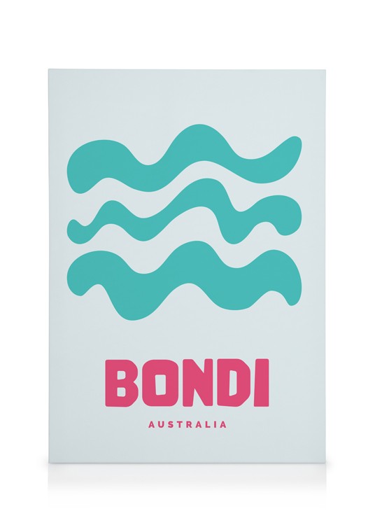 Graphic Bondi Tableau sur toile - Vagues bleues graphiques - desenio.be