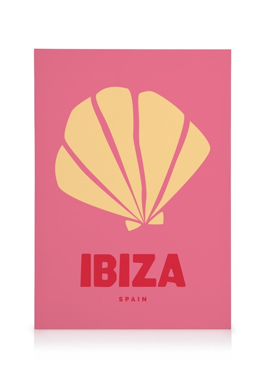 Graphic Ibiza Canvas print - Gele grafische zeeschelp - desenio.be