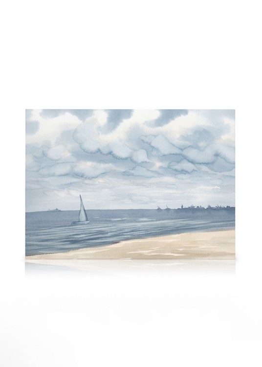 Watercolor Seascape Tableau sur toile - Océan aquarelle bleu - Desenio.ca