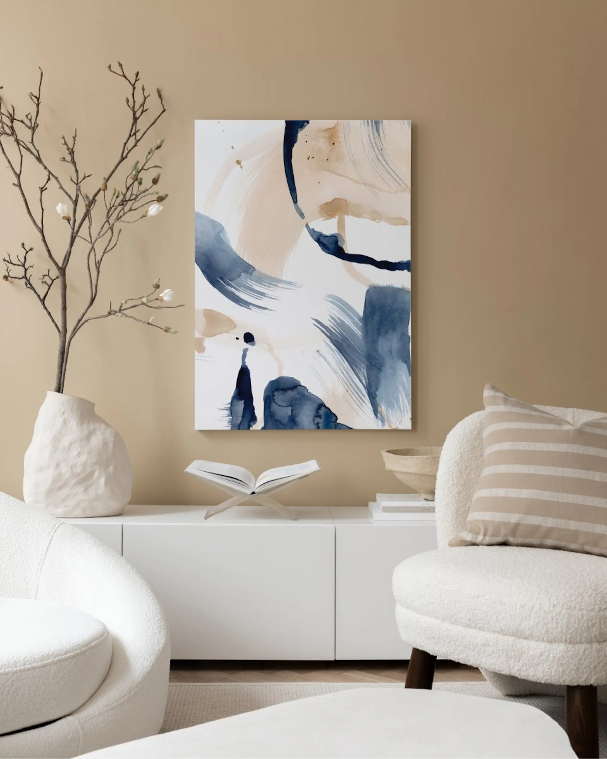 Abstract Blue Brushes No2 Toile