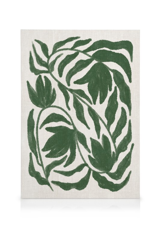 Green Botanical on Linen Toile