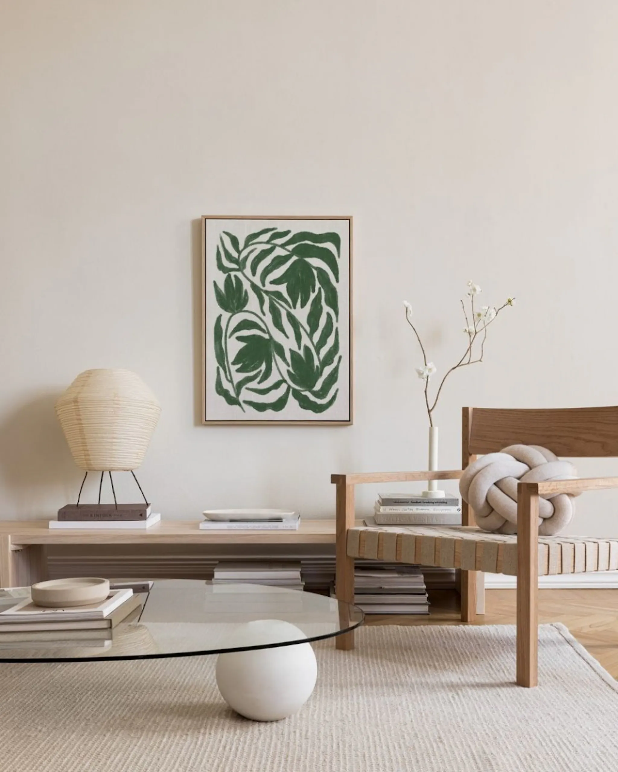 Green Botanical on Linen Canvas print
