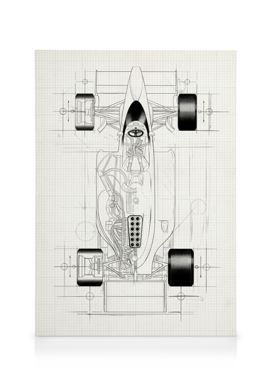 Racing Car Sketch Lærred