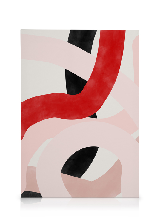 The Print Republic - Red & Pink Abstract Shapes Lærred