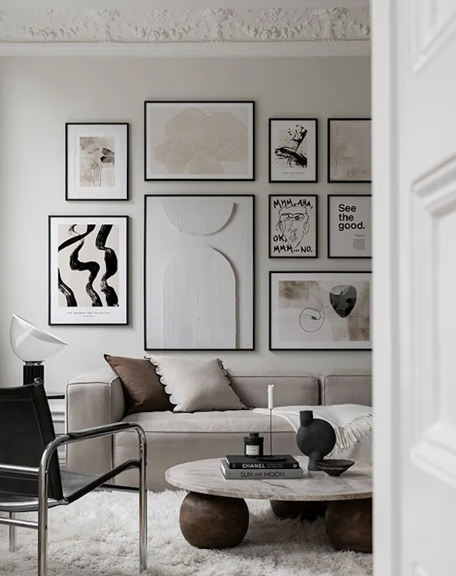 Abstract art gallery wall
