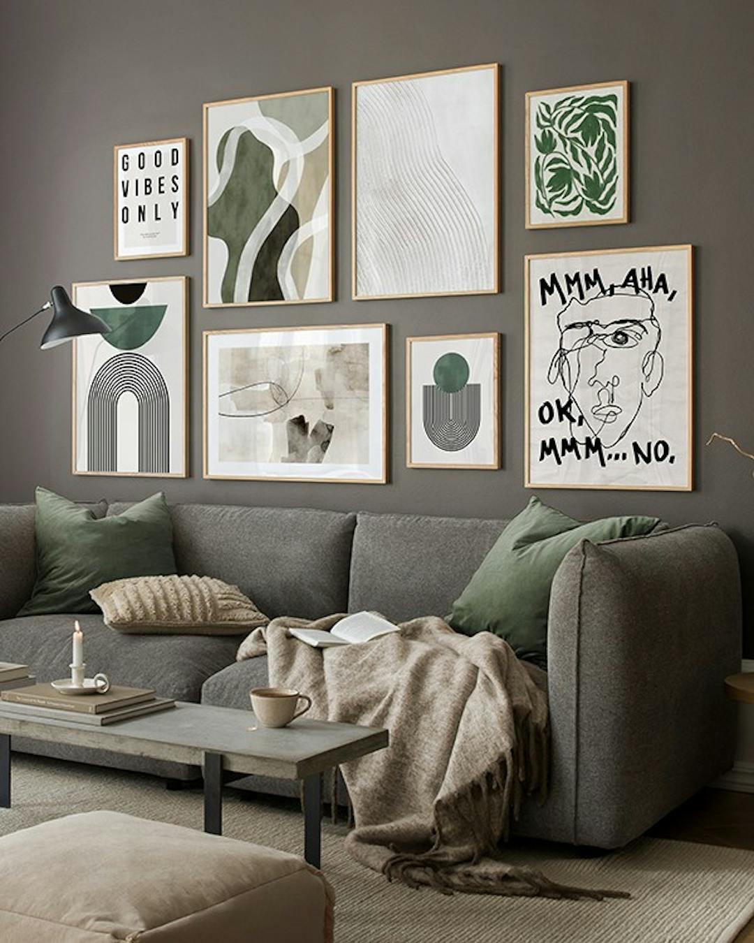 Green Botanical on Linen Print