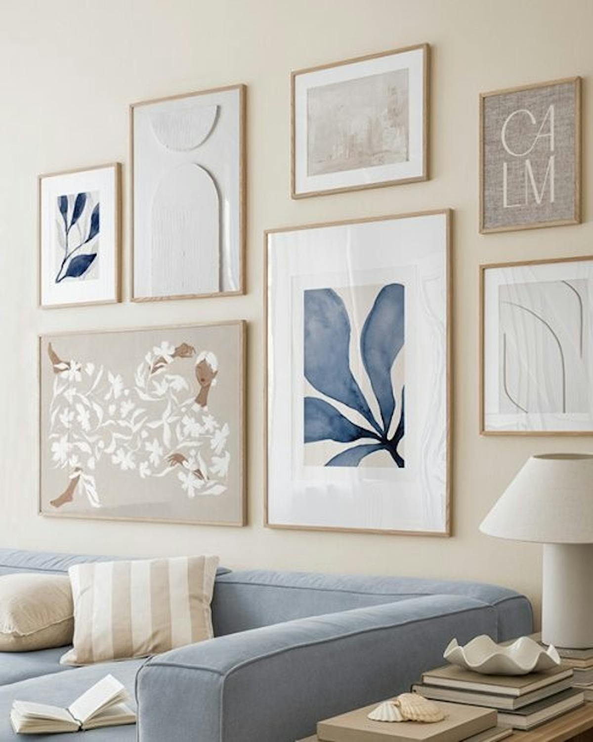 Blue hues gallery wall