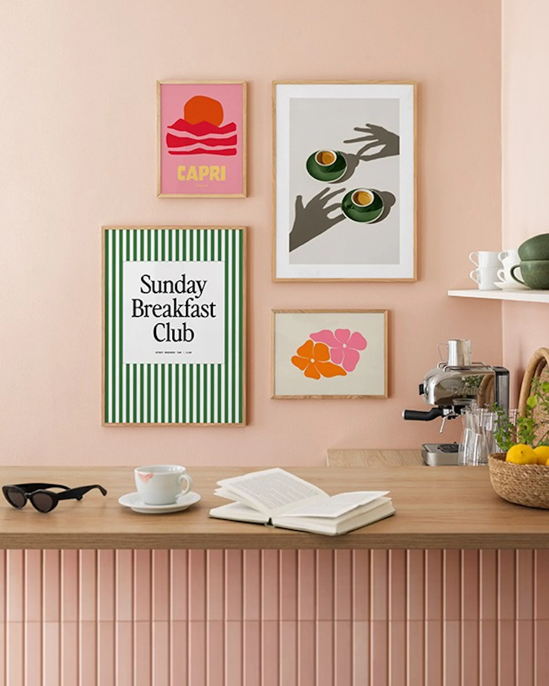 Green Coffee Cups Print