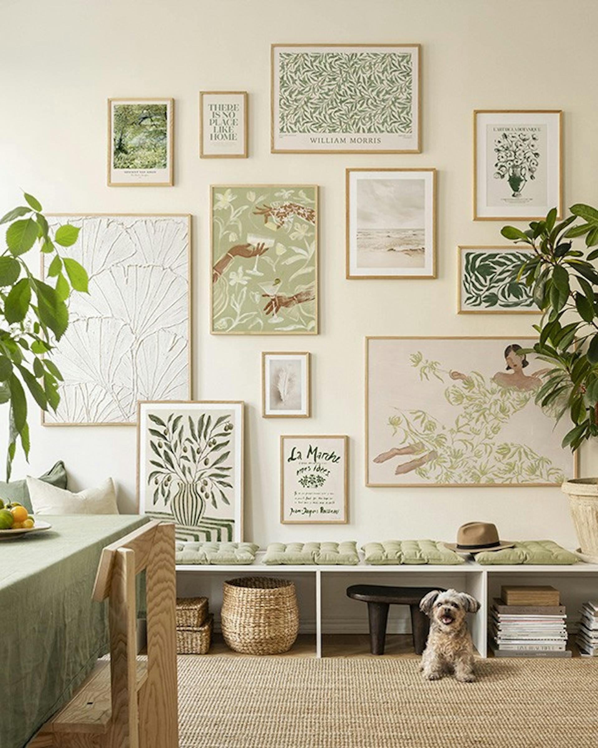 Green Botanical on Linen Poster