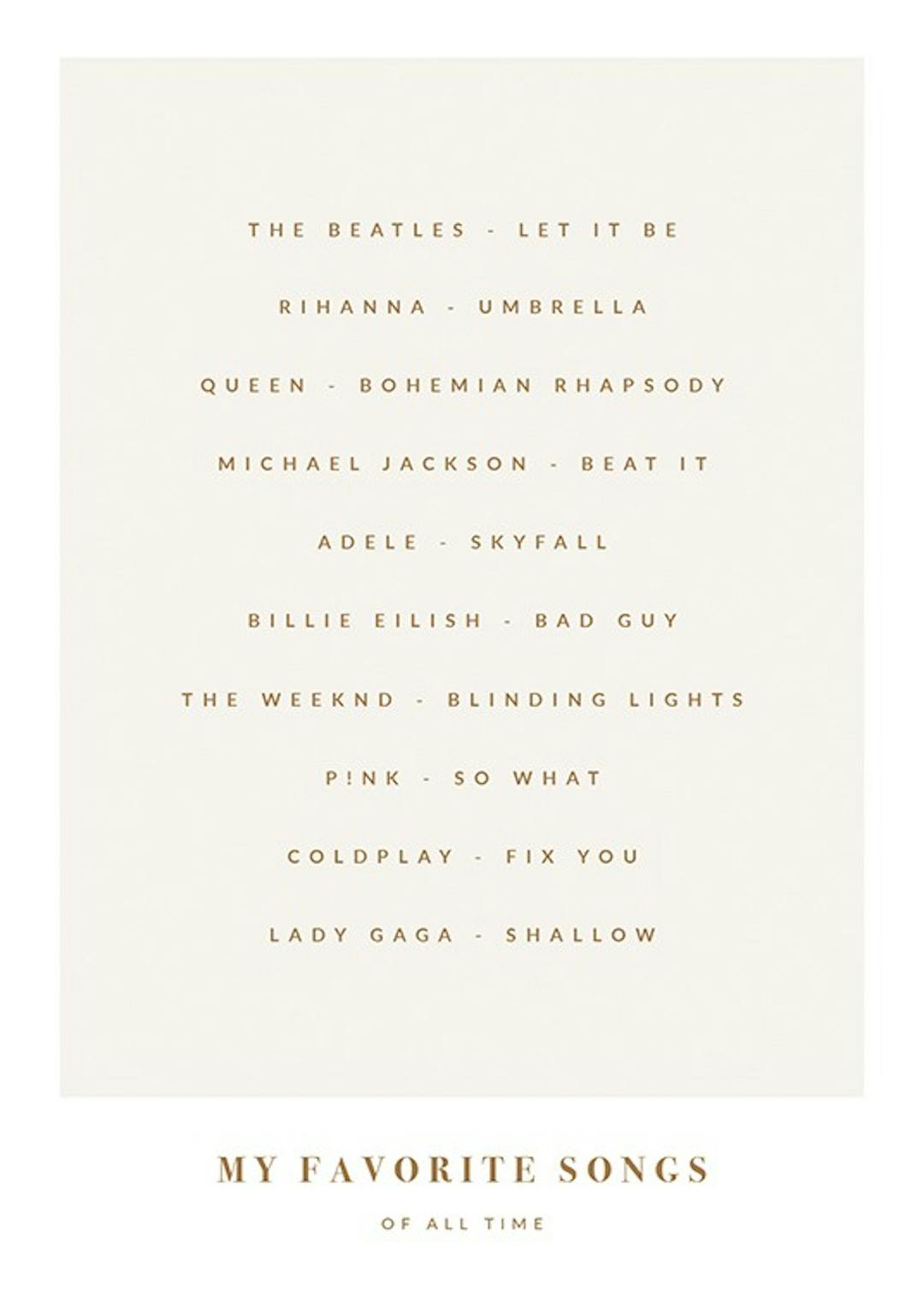 My Favorite Songs Beige Personal Poster