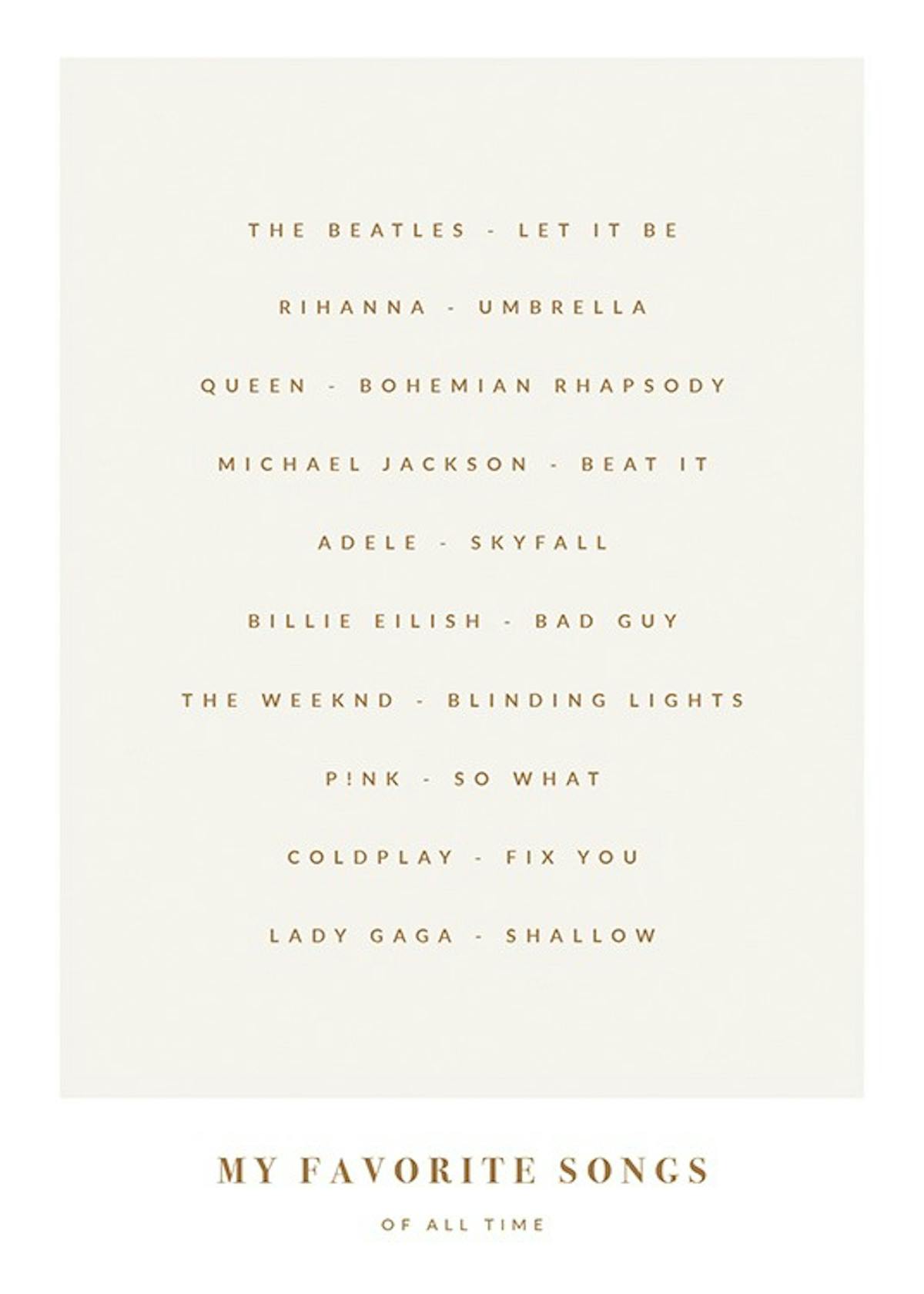 My Favorite Songs Beige Personal Poster